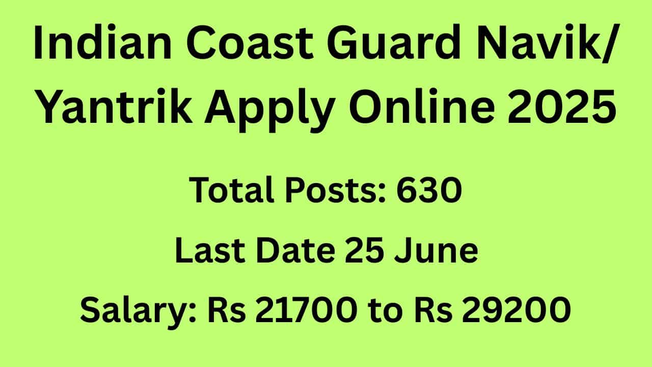 Indian Coast Guard Navik/ Yantrik Apply Online 2025: Recruitment ...